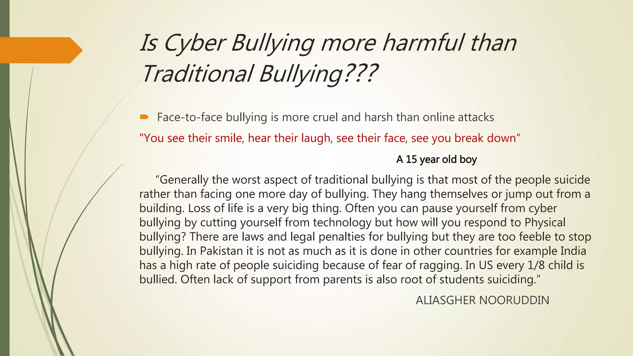 Cyber bullying vs traditional bullying | PPT
