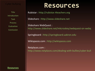 Cyber Bullying Webquest | PPT