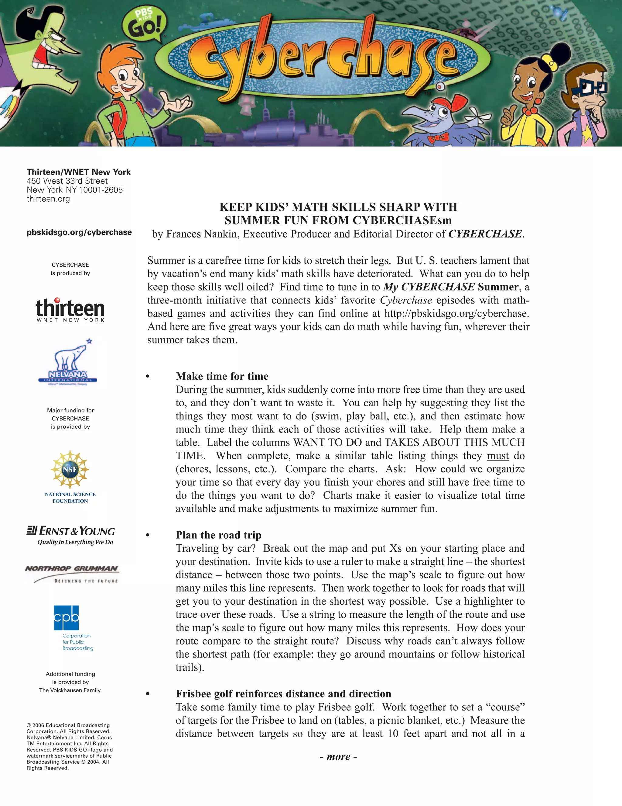 Cyberchase Summer Fun Tips | PDF | Drawing and Sketching | Arts and Crafts