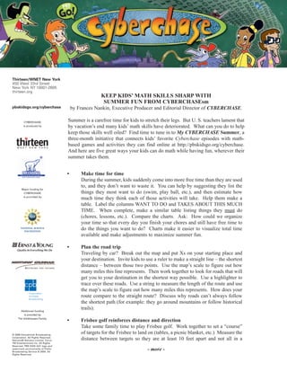 Cyberchase Summer Fun Tips | PDF
