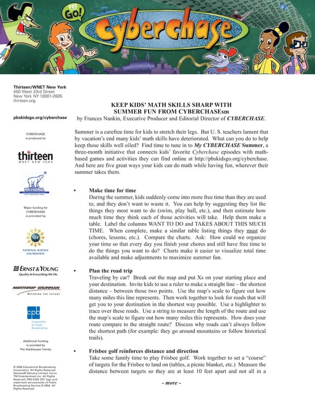 Cyberchase Summer Fun Tips | PDF | Drawing and Sketching | Arts and Crafts