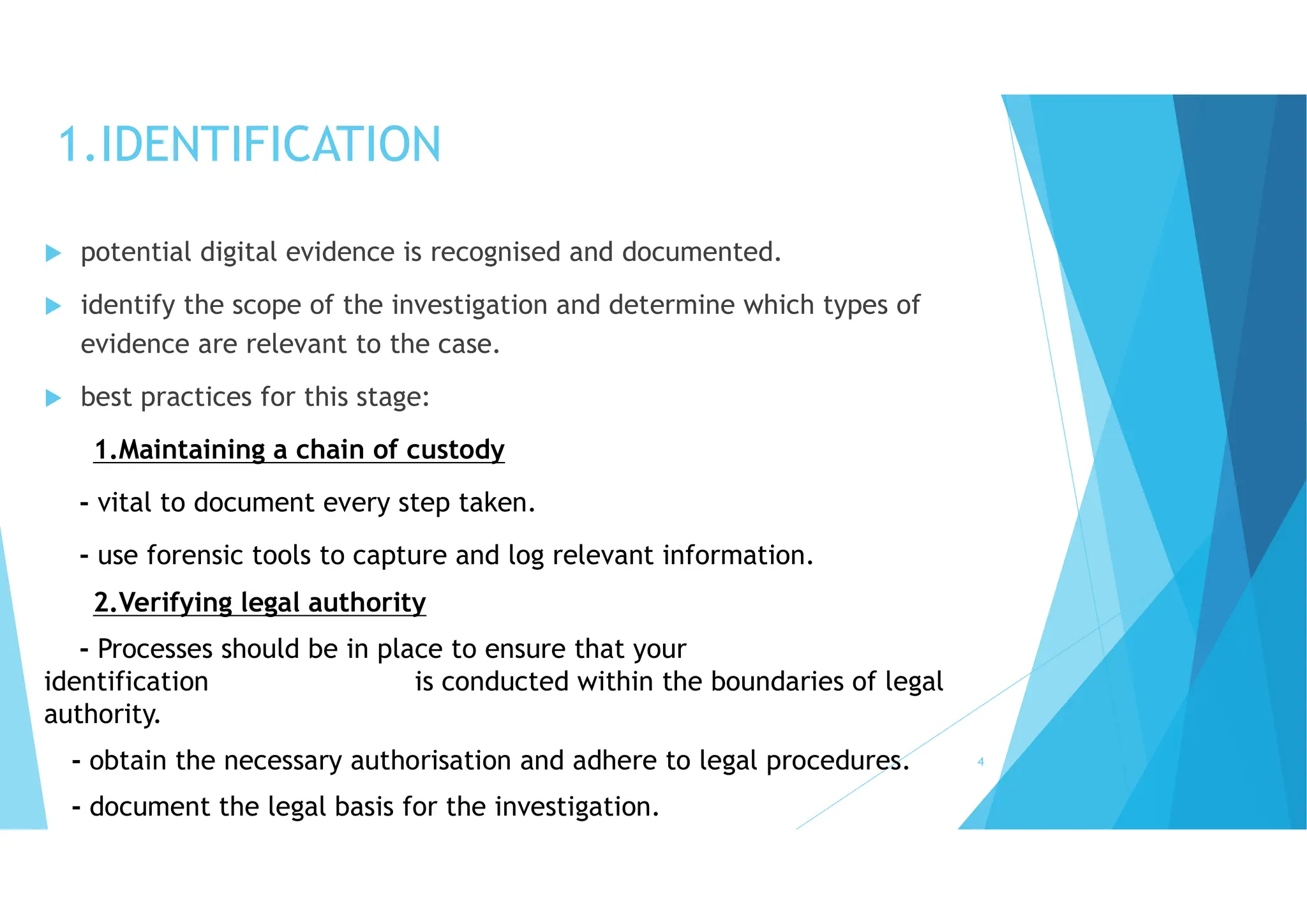 cyber_Evidence collection steps: 1. Identification 2. Preservation 3 ...