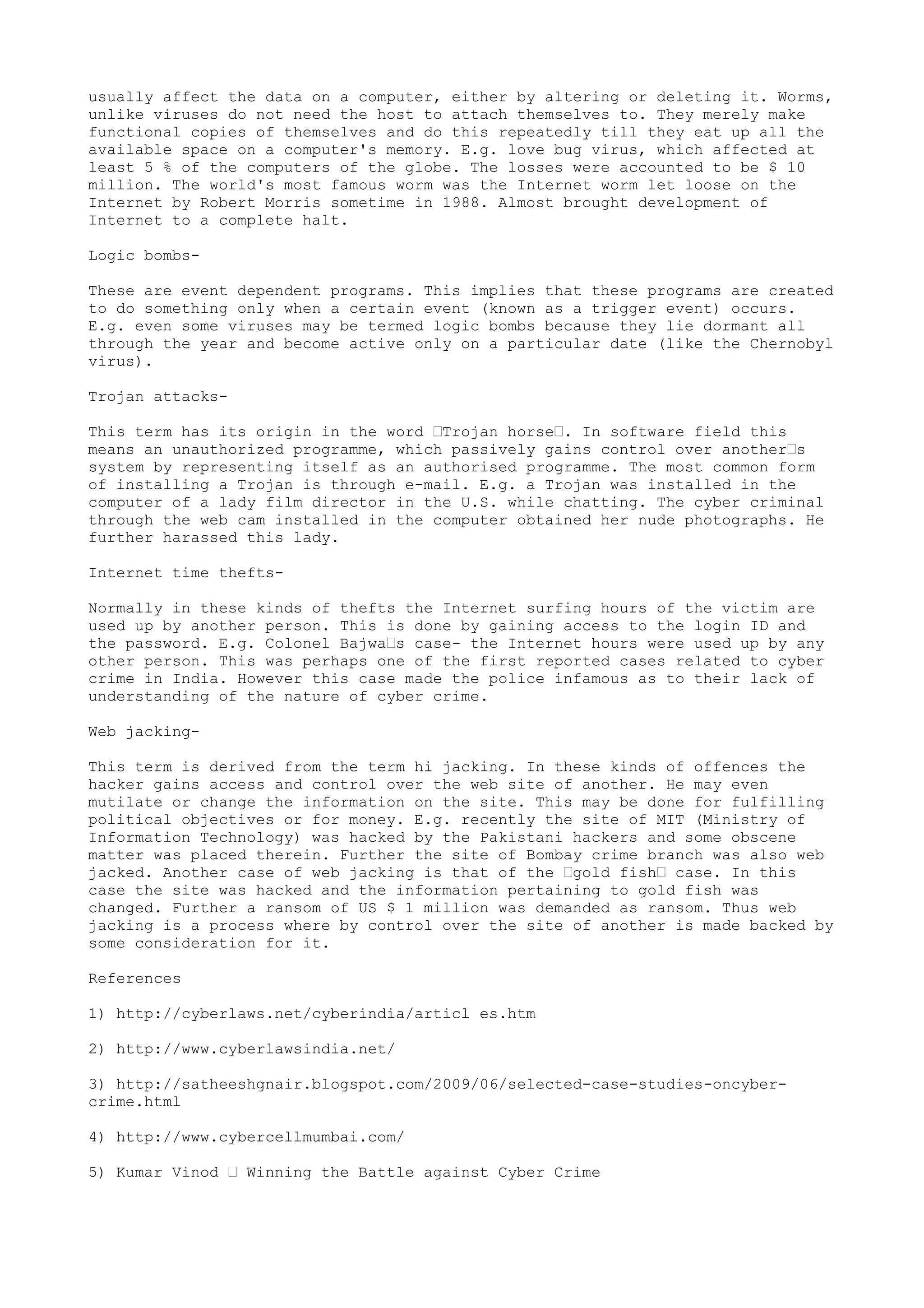 Cyber crime | TXT | Crime & Harmful Acts to Individuals, Society ...