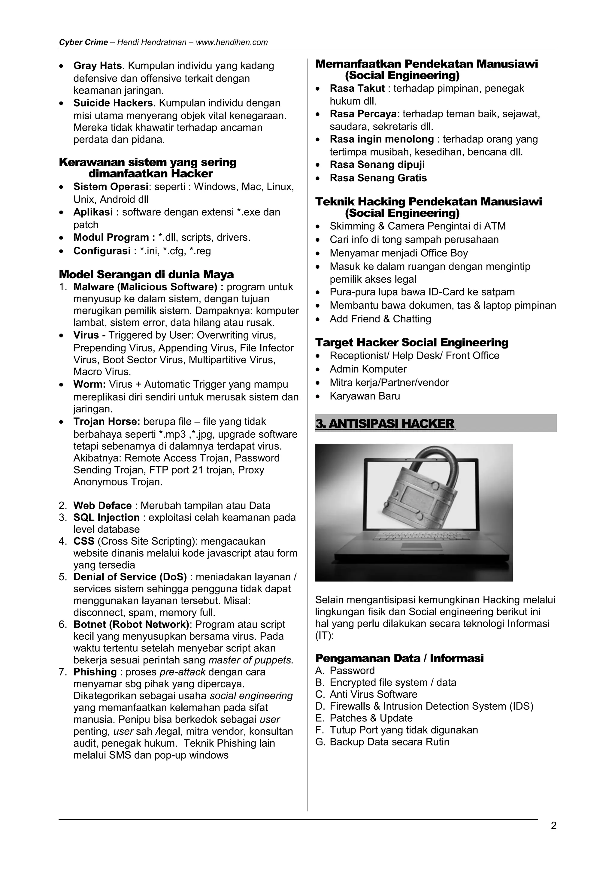 Cyber crime - Kejahatan di Dunia Maya / Internet | PDF