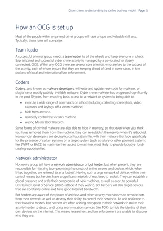 Cyber crime - Understanding the Organised Criminal Group model | PDF