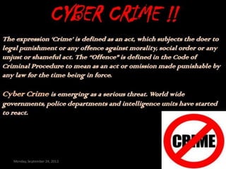 Cyber crime and cyber ethics ppt | PPTX