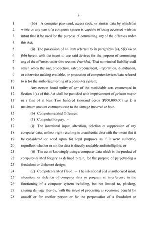 Cybercrime Bill (House Bill 5808) | PDF