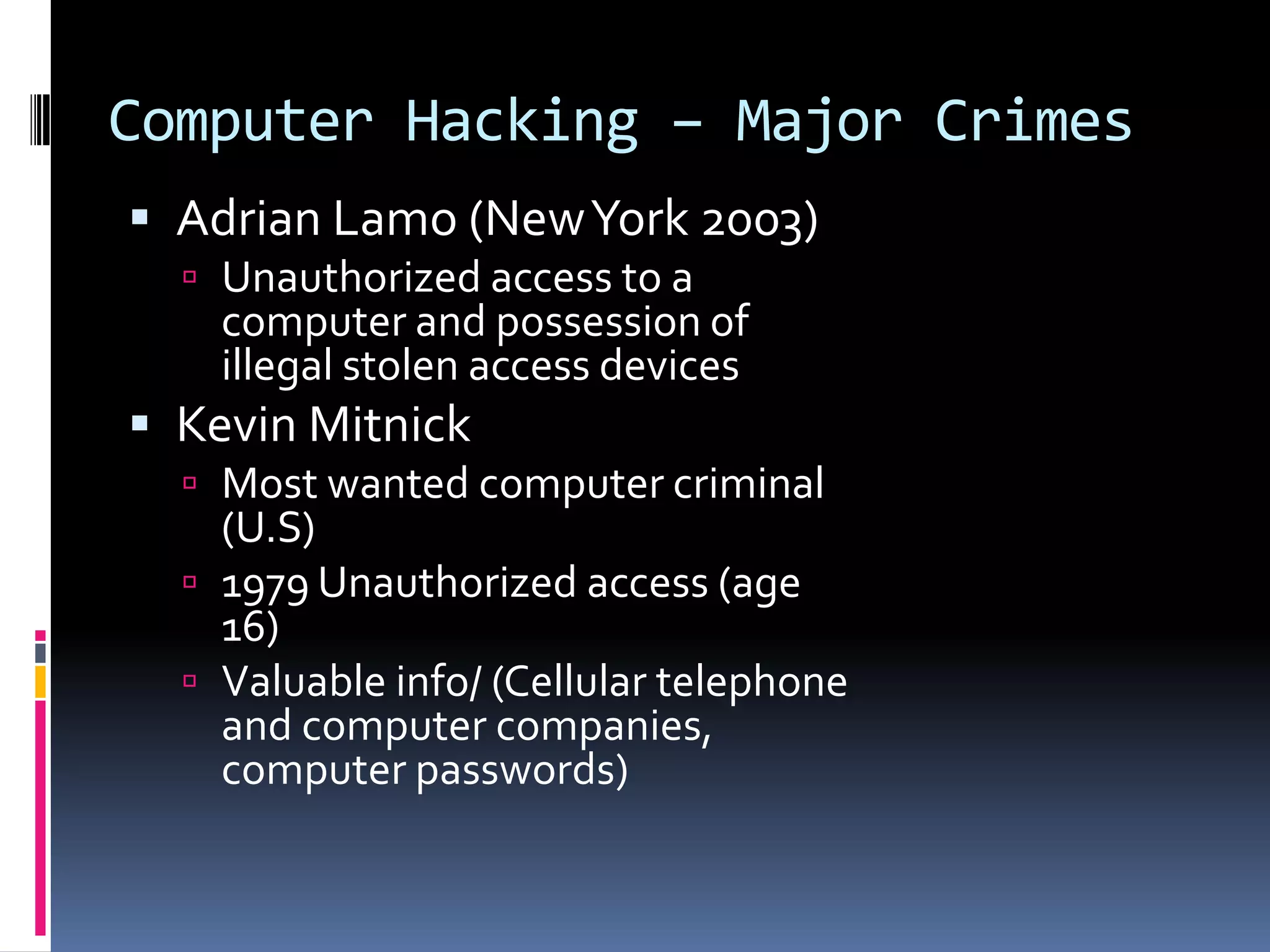 Cybercrime (Computer Hacking) | PPTX | Crime & Harmful Acts to ...