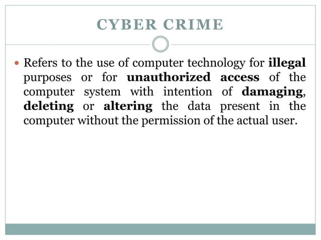 Cyber crime, cyber law and cyber ethics | PPTX