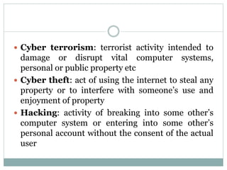 Cyber crime, cyber law and cyber ethics | PPTX