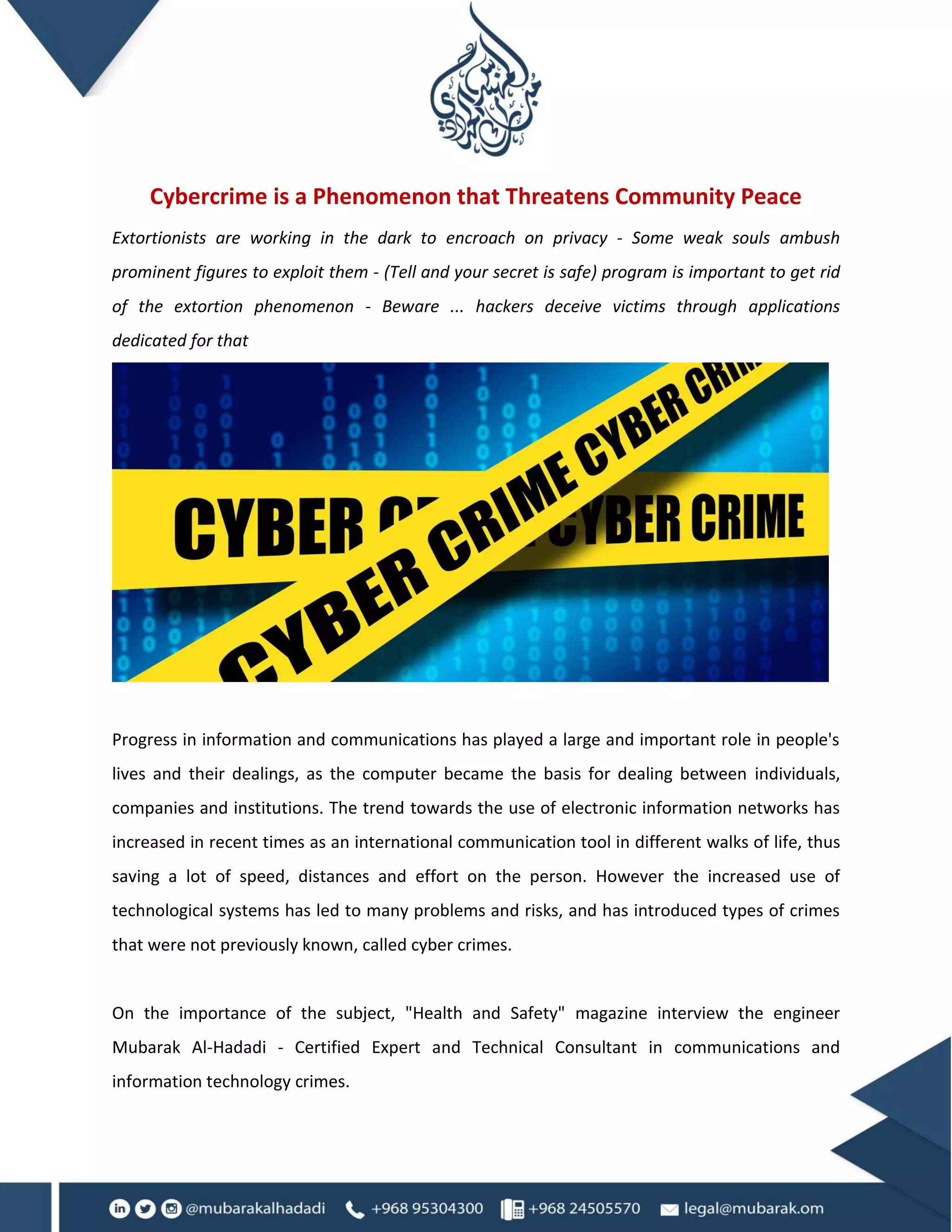 Cybercrime is a Phenomenon that Threatens Community Peace | PDF | Crime ...