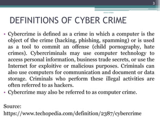 Cyber crime lecture one definition and nature | PPTX