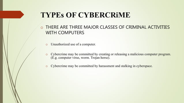 Cybercrime ppt | PPTX | Crime & Harmful Acts to Individuals, Society ...