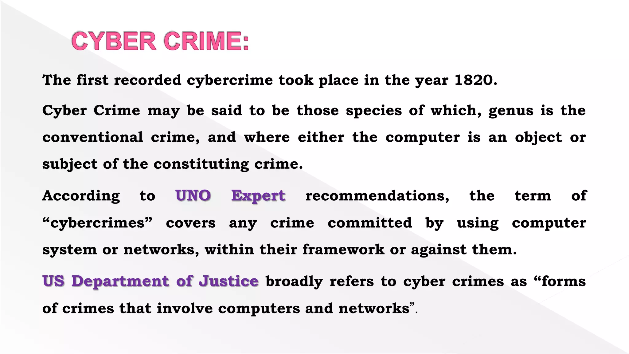 Cyber crimes its classifications and preventions | PPTX | Crime ...