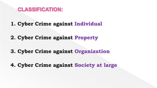 Cyber crimes its classifications and preventions | PPTX | Crime ...
