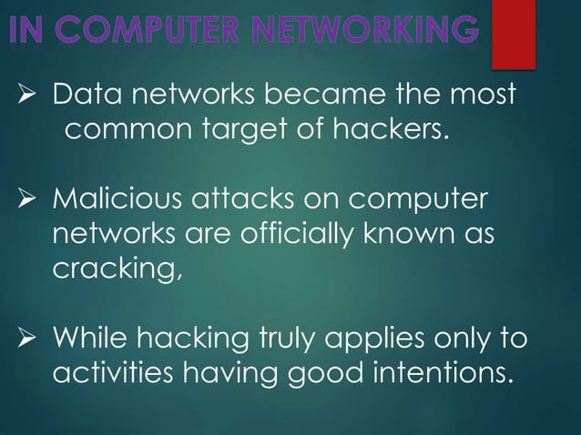 Hacking Vs Cracking in Computer Networks | PPT
