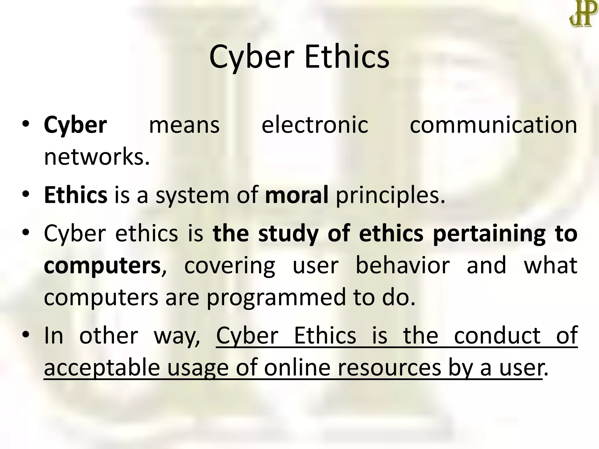 An Introduction to Cyber Ethics | PPTX