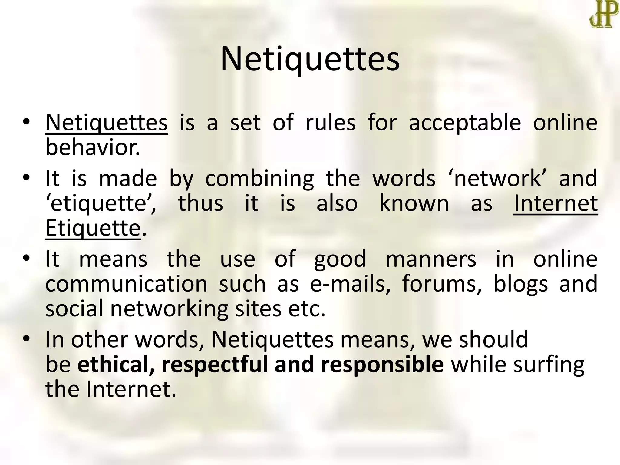 An Introduction to Cyber Ethics | PPTX