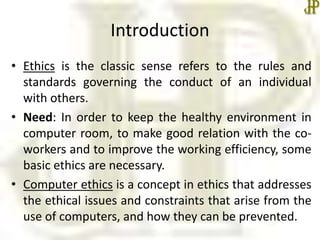 An Introduction to Cyber Ethics | PPTX
