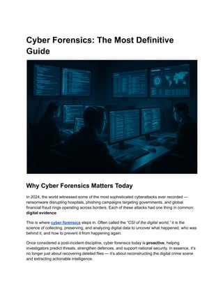 Cyber Forensics: The Most Definitive Guide | PDF