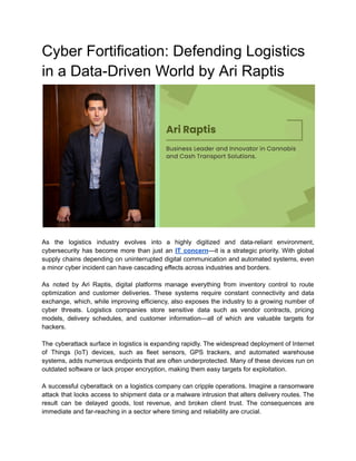 Cyber Fortification_ Defending Logistics in a Data-Driven World by Ari ...