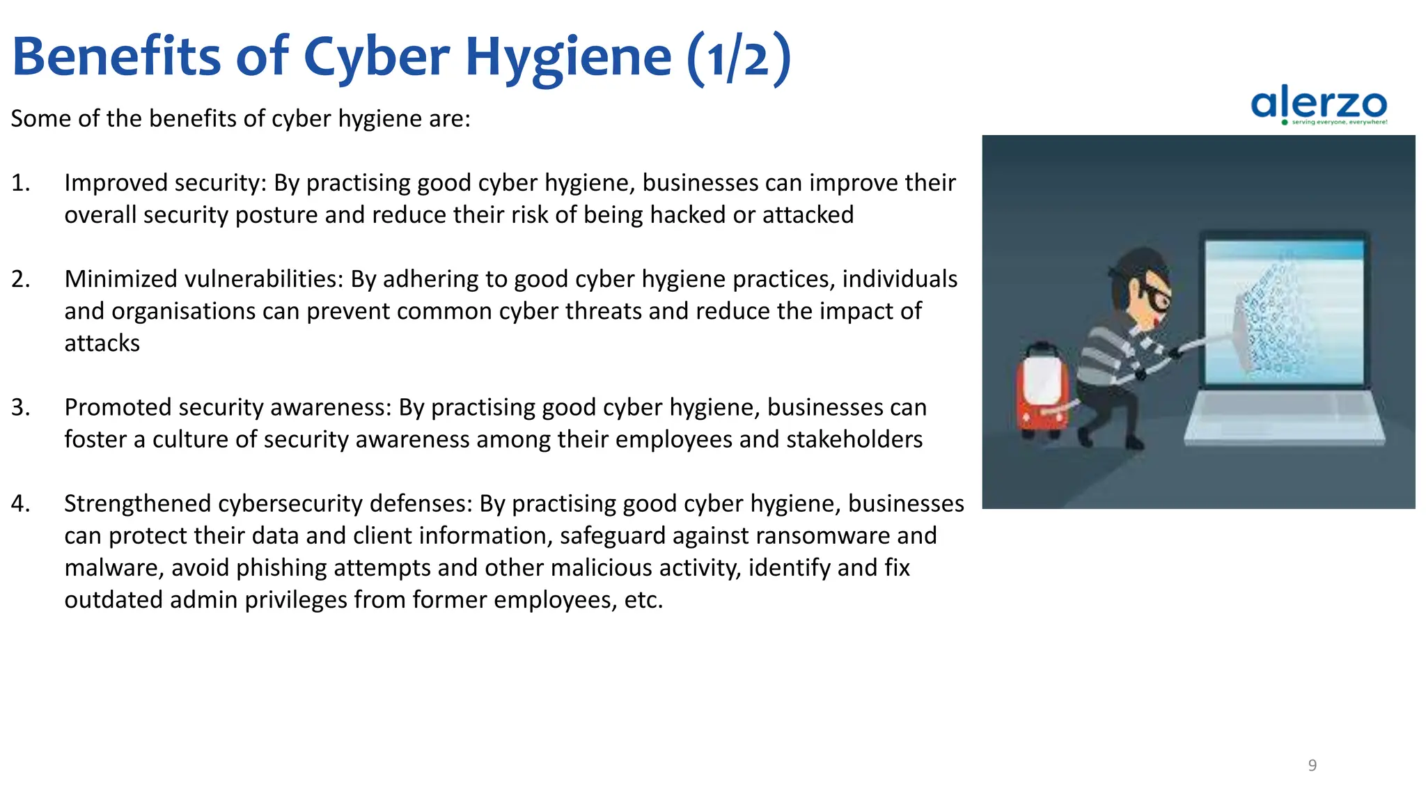 Cyber hygiene Training slide. It focuses on what you need to know to be ...