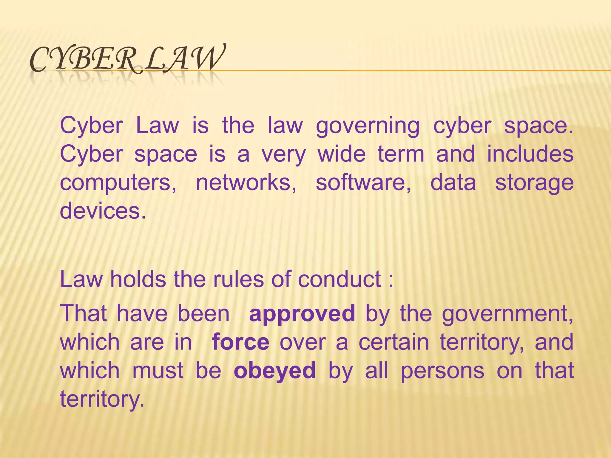 Cyber law | PPTX | Crime & Harmful Acts to Individuals, Society & Human Right Violations ...
