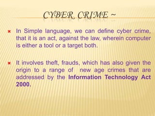 Cyber law | PPTX | Crime & Harmful Acts to Individuals, Society & Human ...