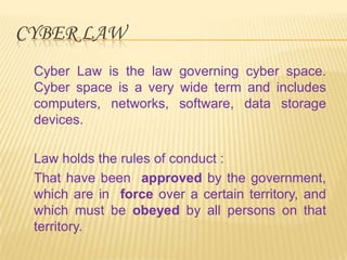 Cyber law | PPTX | Crime & Harmful Acts to Individuals, Society & Human ...