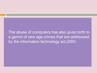 cyber law.pptx | Crime & Harmful Acts to Individuals, Society & Human Right Violations ...