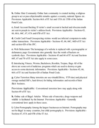 Cyber law cases and sections | DOCX | Crime & Harmful Acts to ...