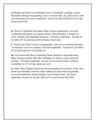 Cyber law cases and sections | DOCX | Crime & Harmful Acts to ...