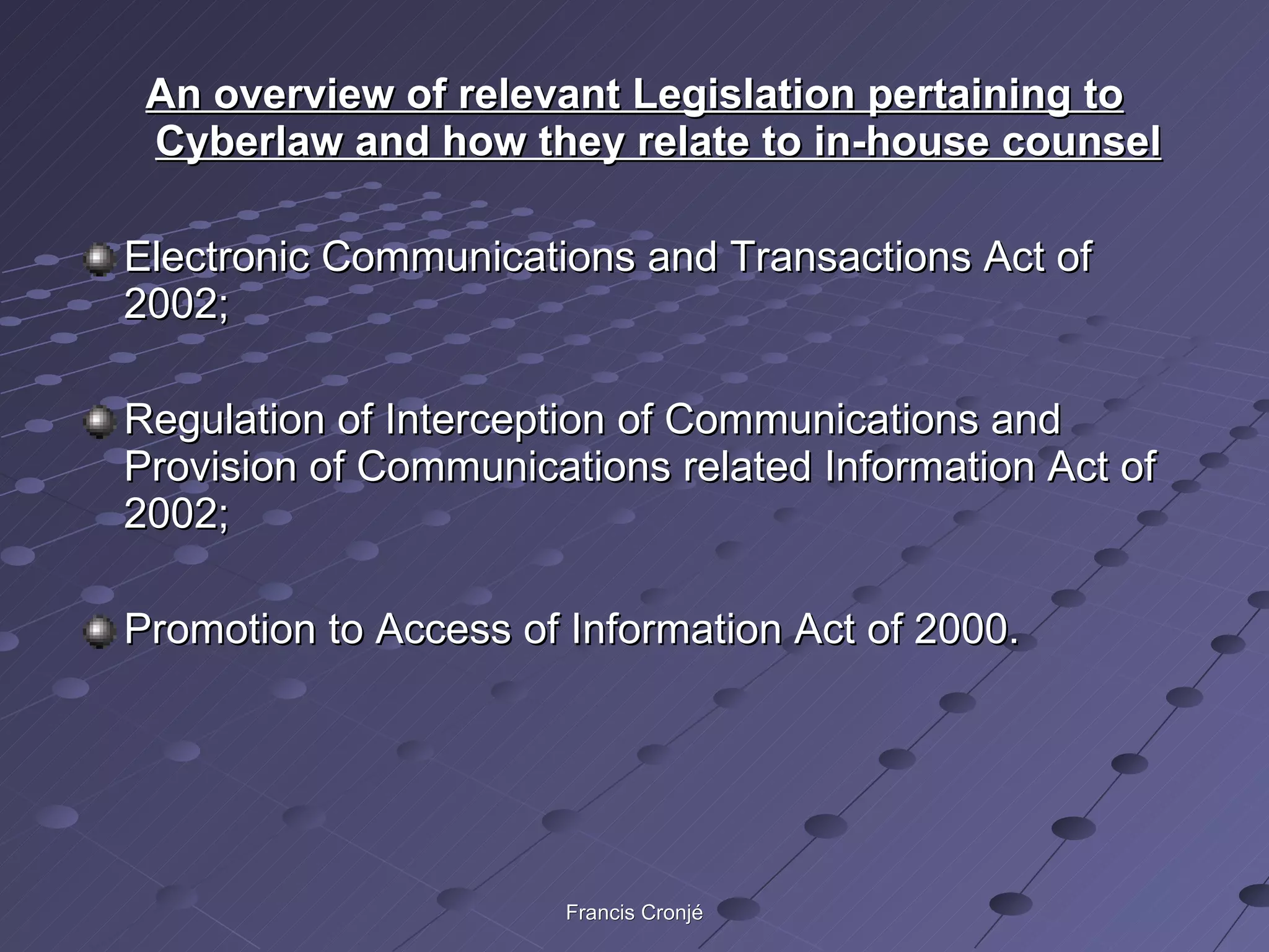 ICT / IT Law (Cyberlaw) | PPT