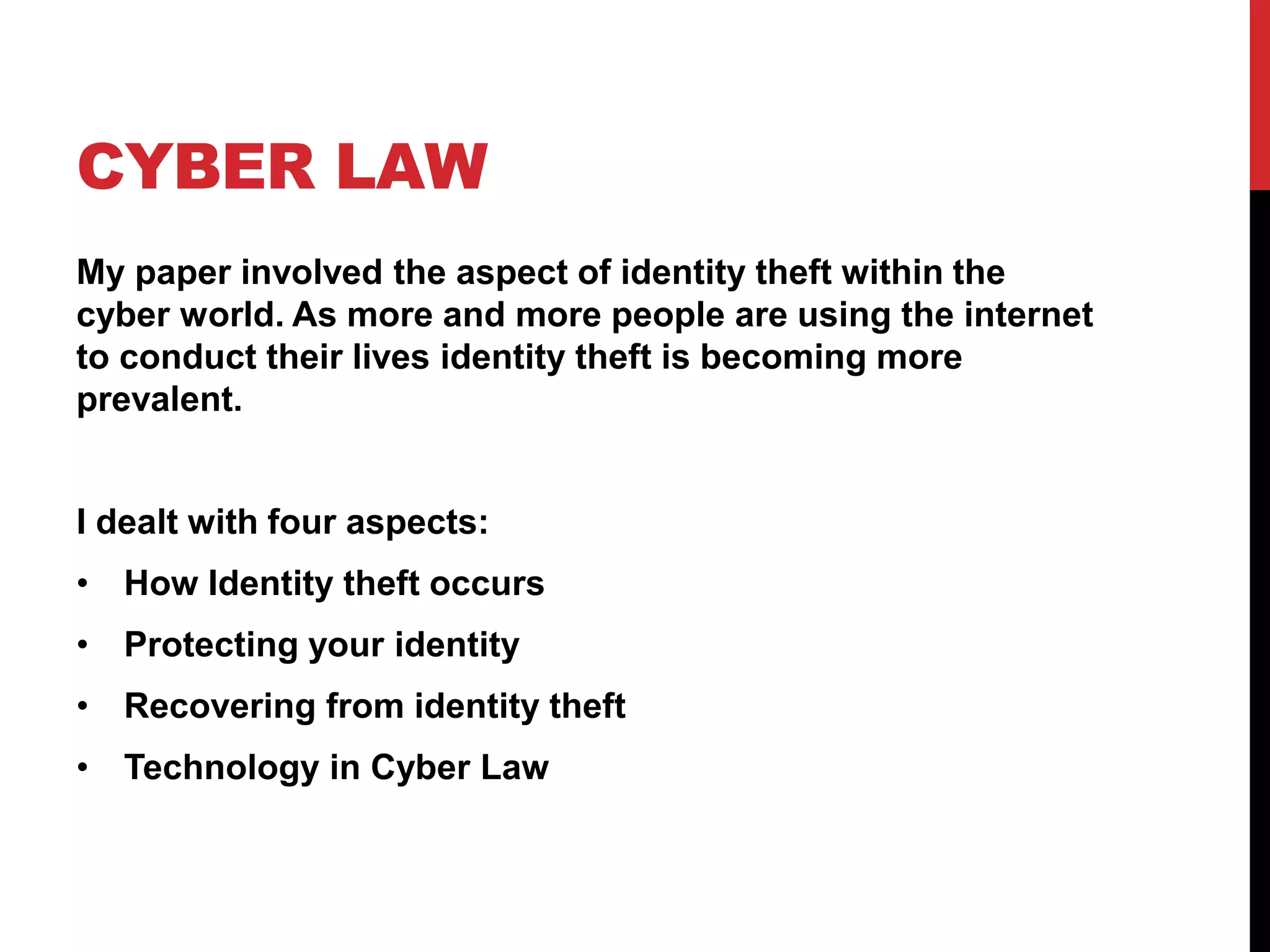 Cyber law (identity theft) | PPTX