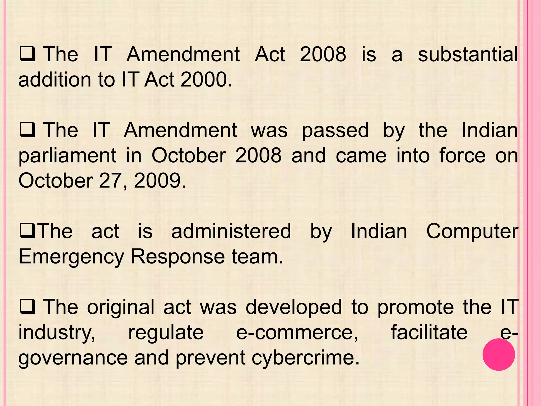 Cyber law – it act 2000,it act 2008 | PPTX