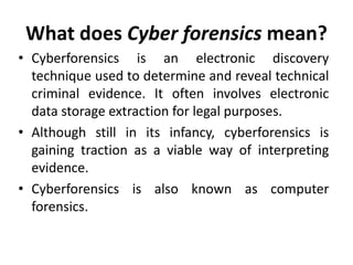 CYBERFORENSICS | PPTX | Databases | Computer Software and Applications