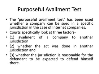 Application of conventional territory based law to E-commerce | PPTX