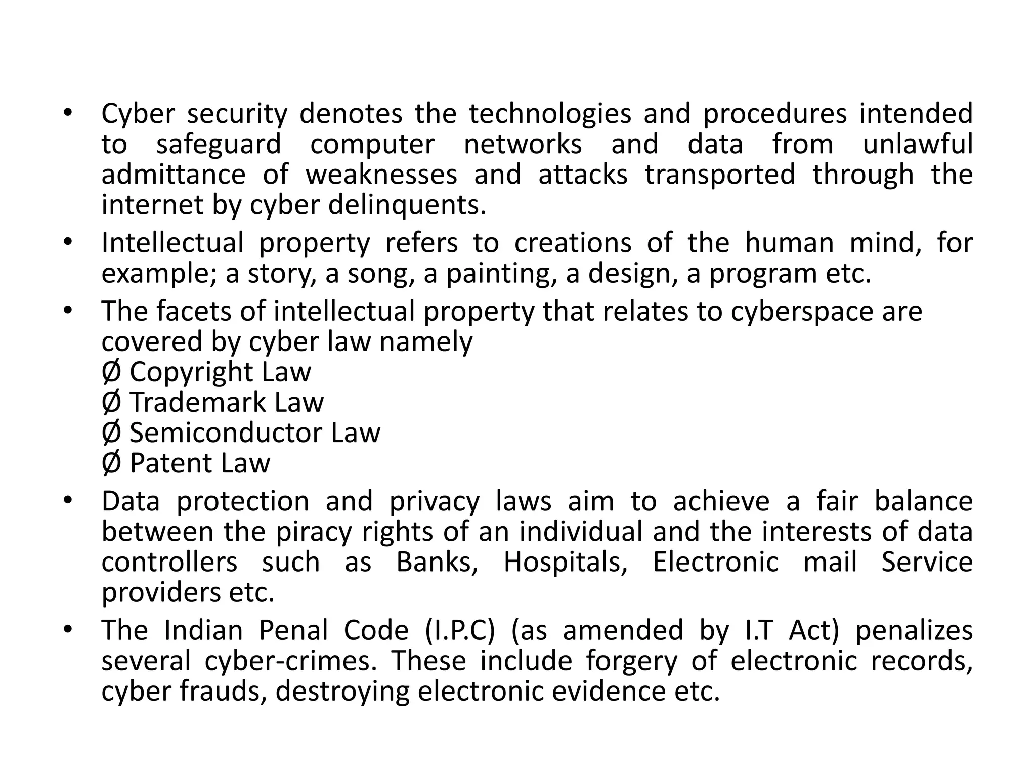 IPR – An Overview, Copyright Issues in Cyberspace | PPTX