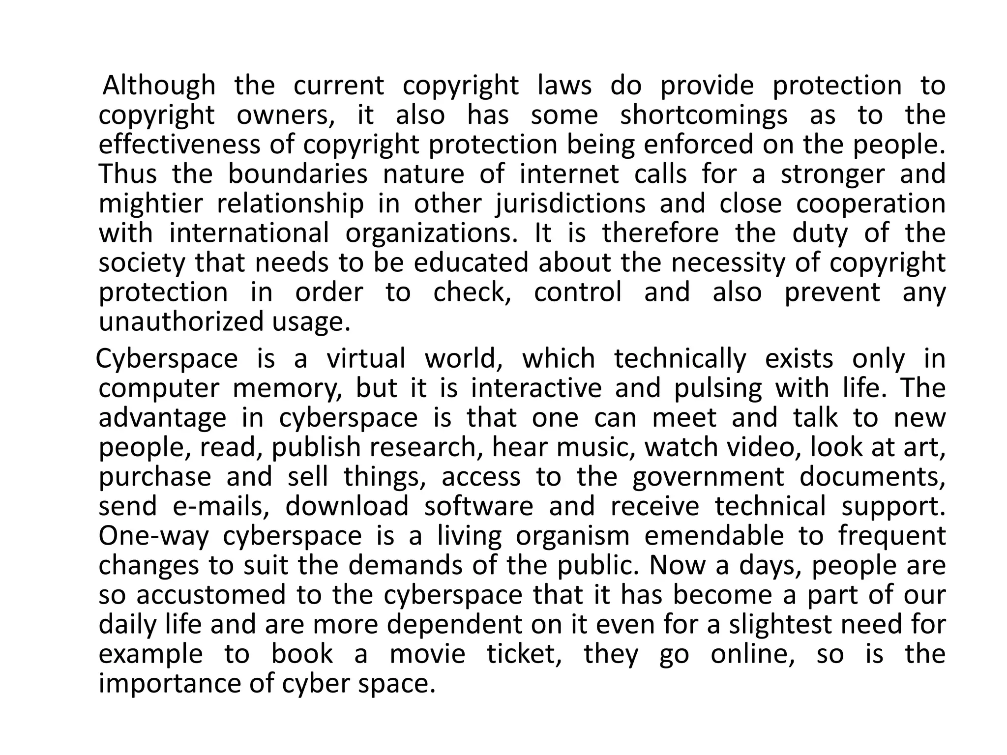 IPR – An Overview, Copyright Issues in Cyberspace | PPTX