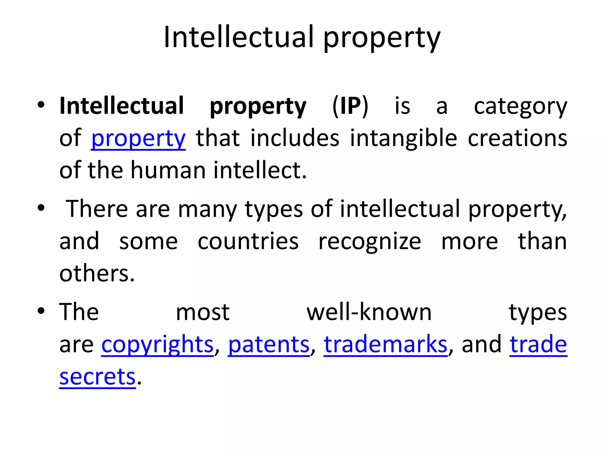 IPR – An Overview, Copyright Issues in Cyberspace | PPTX