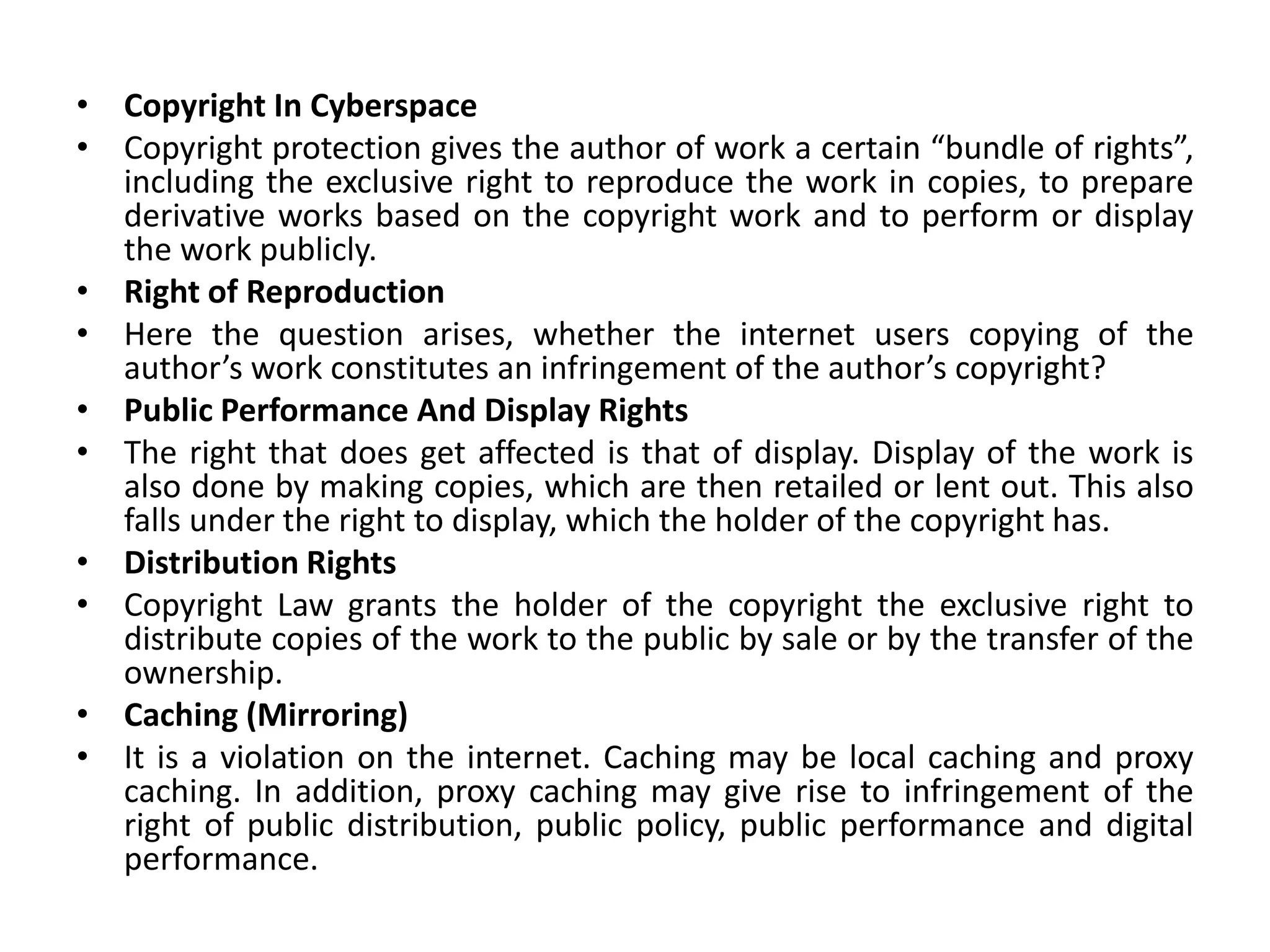IPR – An Overview, Copyright Issues in Cyberspace | PPTX