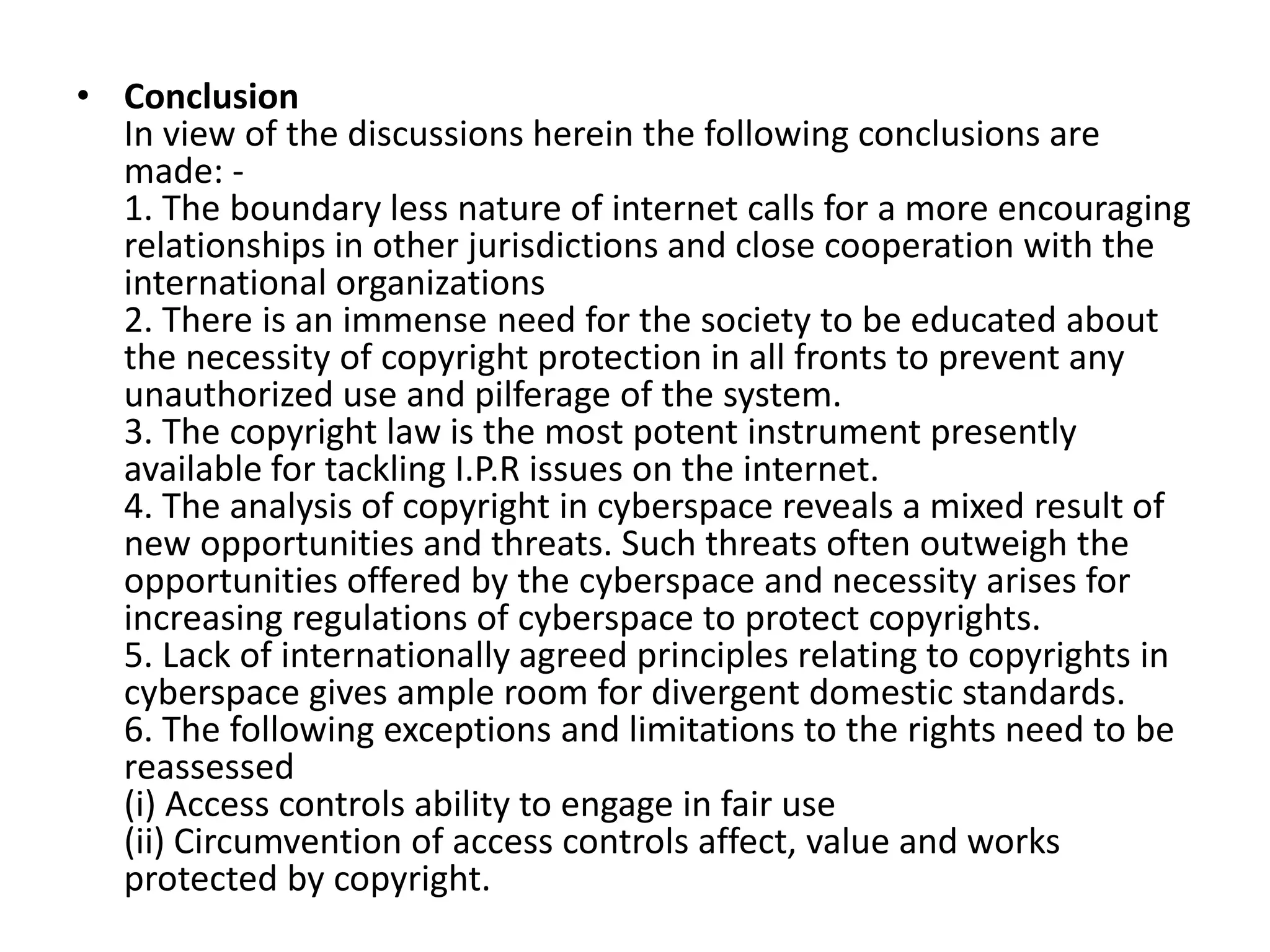 IPR – An Overview, Copyright Issues in Cyberspace | PPTX