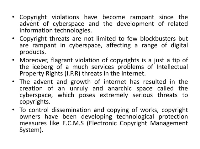 IPR – An Overview, Copyright Issues in Cyberspace | PPTX | Business | Business and Finance