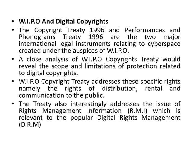 IPR – An Overview, Copyright Issues in Cyberspace | PPTX | Business | Business and Finance