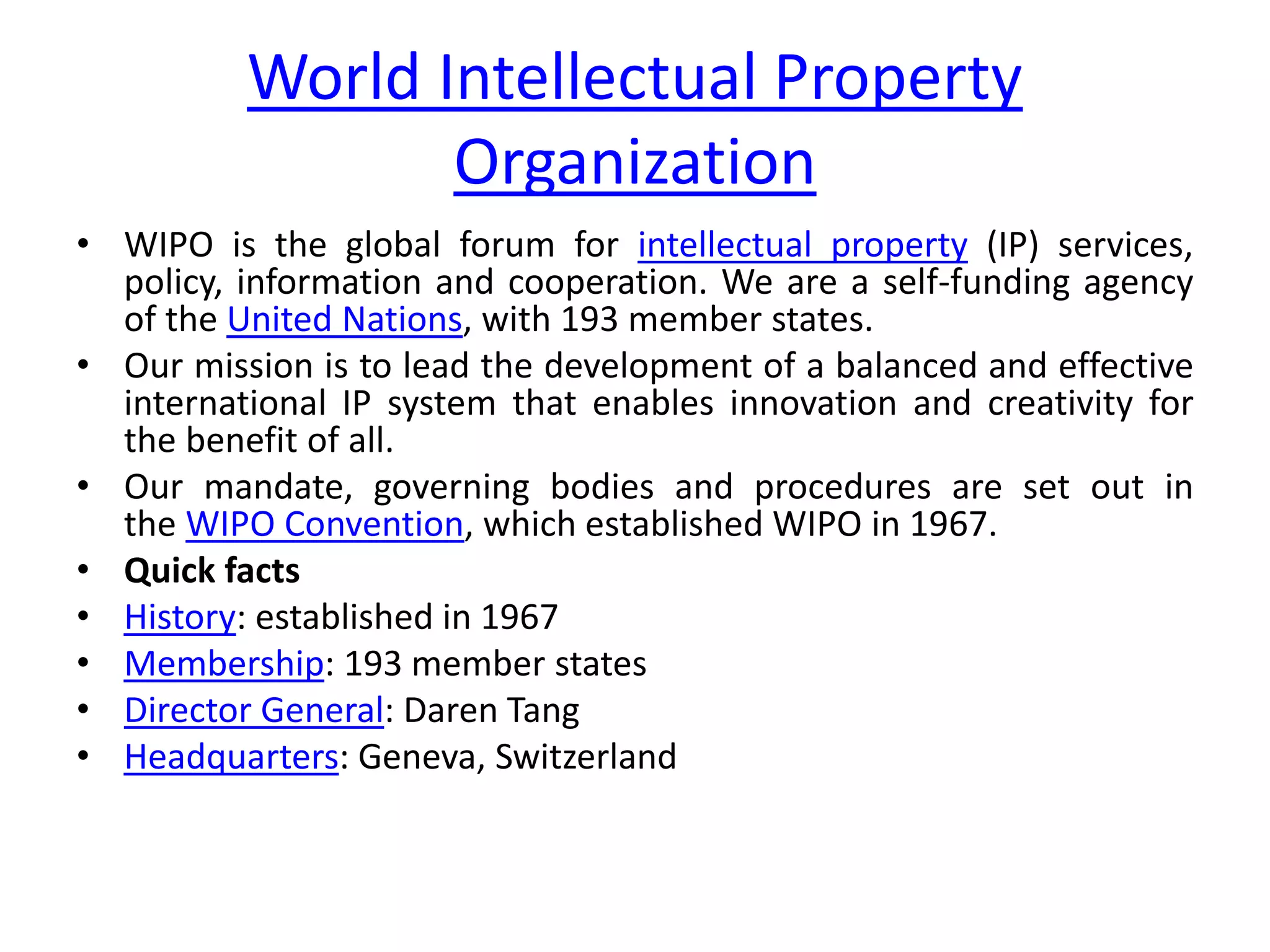 International Treaties for protection of IPR | PPTX