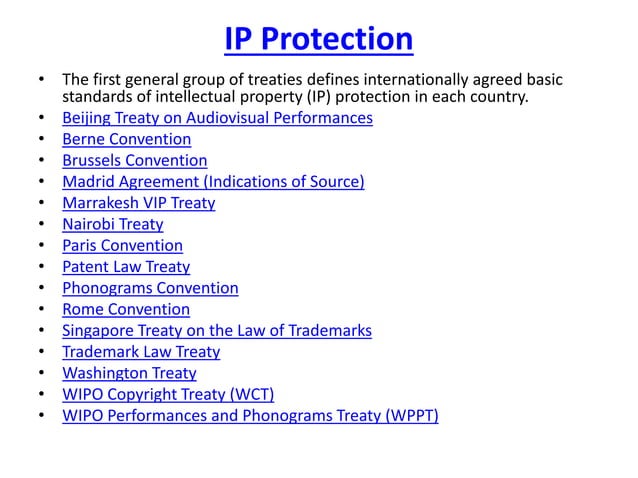 International Treaties for protection of IPR | PPTX