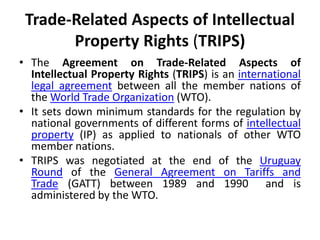 Trade-Related Aspects of Intellectual Property Rights (TRIPS) | PPTX