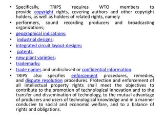 Trade-Related Aspects of Intellectual Property Rights (TRIPS) | PPTX