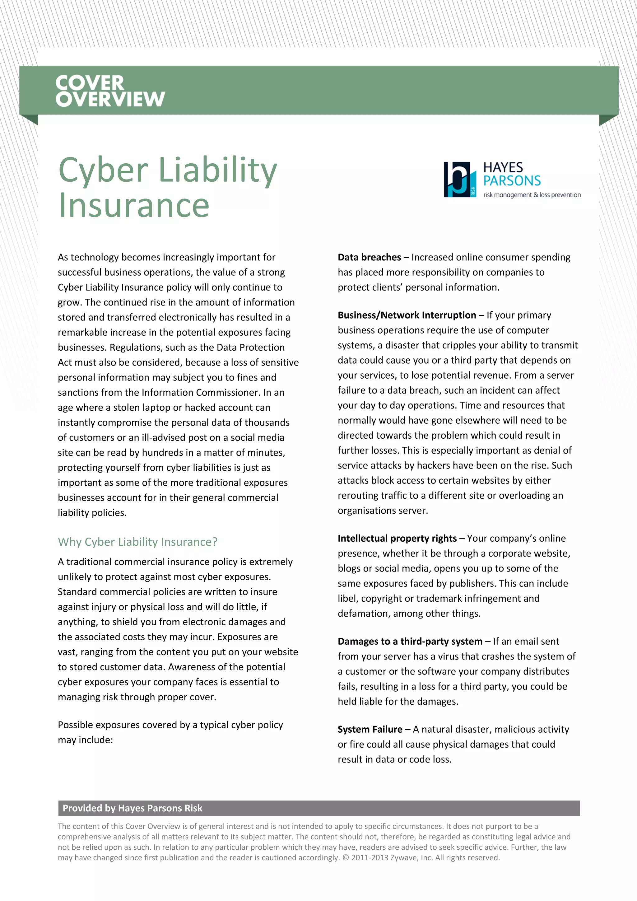Cyber liability and cyber security | PDF
