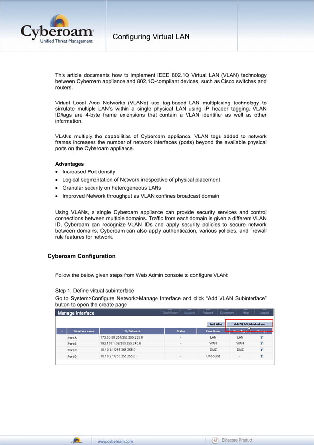 Cyberoam configuring vlan | PDF | Computer Networking | Computing